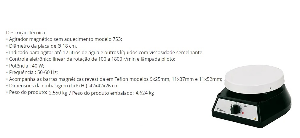 Agitador Magnético Sem Aquecimento – FISATOM - Labstock - Suprimentos ...