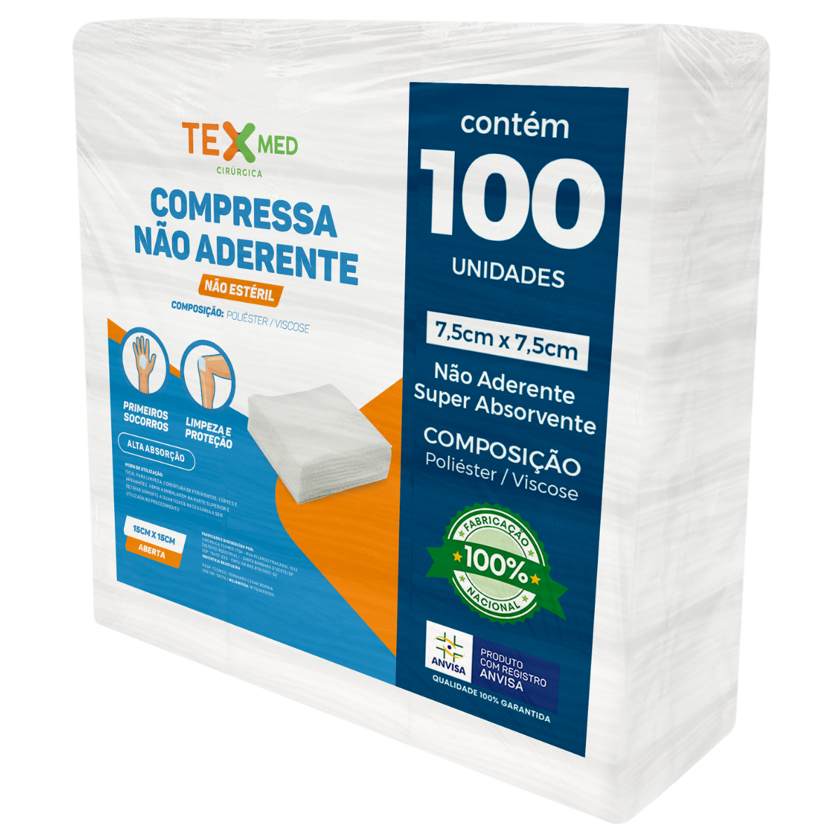 Compressa Não Aderente Texmed Premium 100 Unidades - Casa da Gaze ...