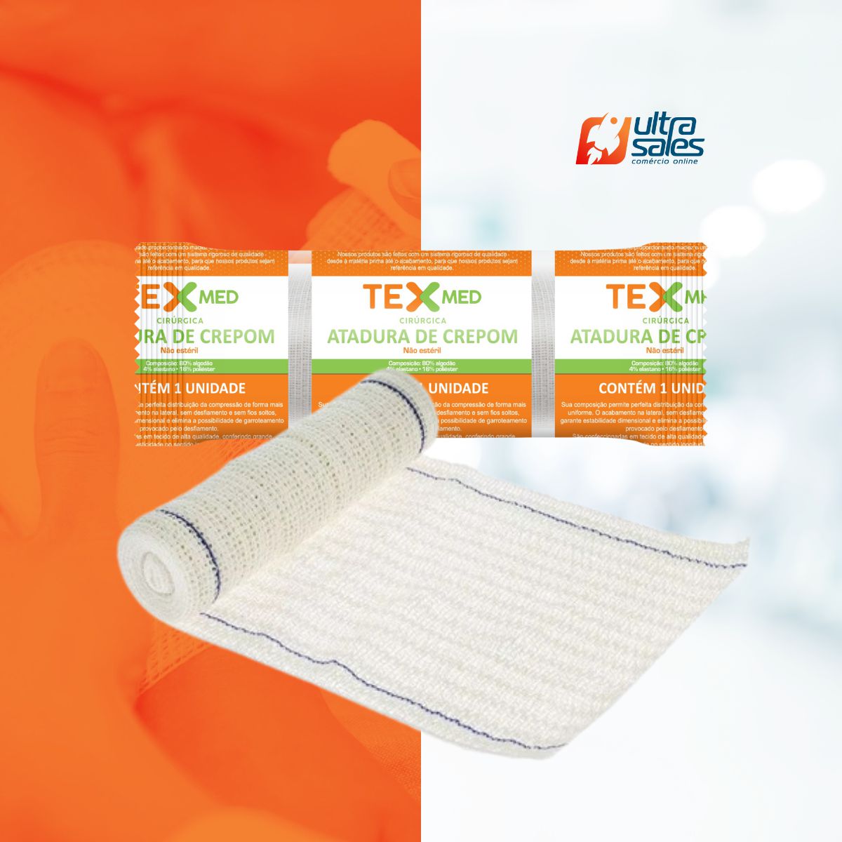 Atadura de Crepom 10cm x 1,20m 13 Fios Texmed - Pacote com 12 Unidades - Casa da Gaze Produtos ...