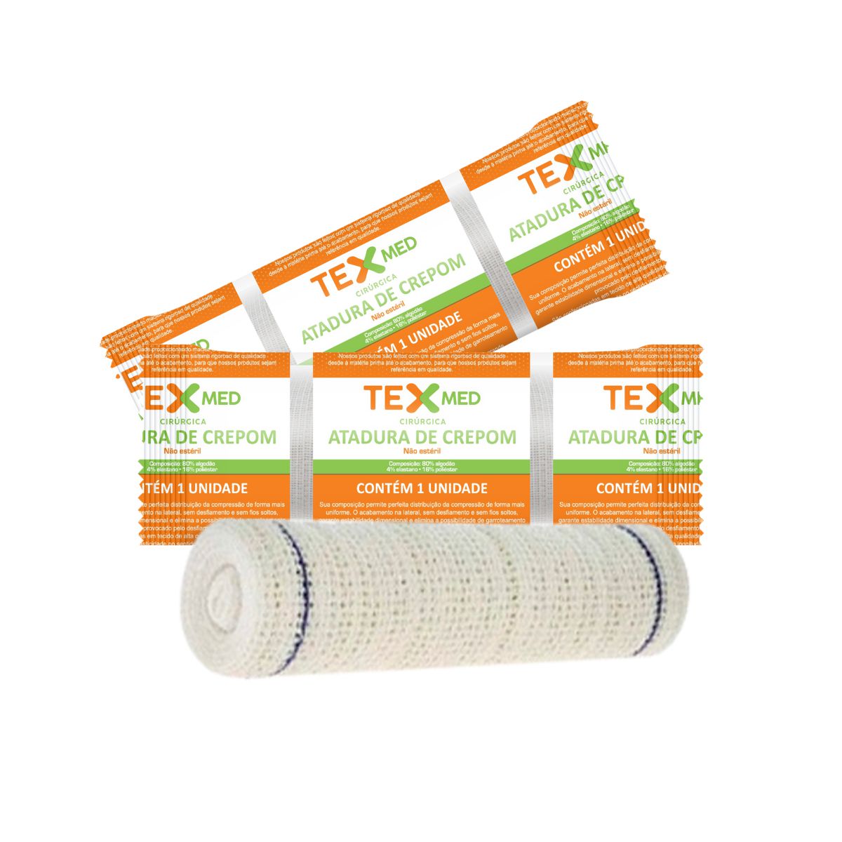 Atadura de Crepom 10cm x 1,20m 13 Fios Texmed - Pacote com 12 Unidades - Casa da Gaze Produtos ...