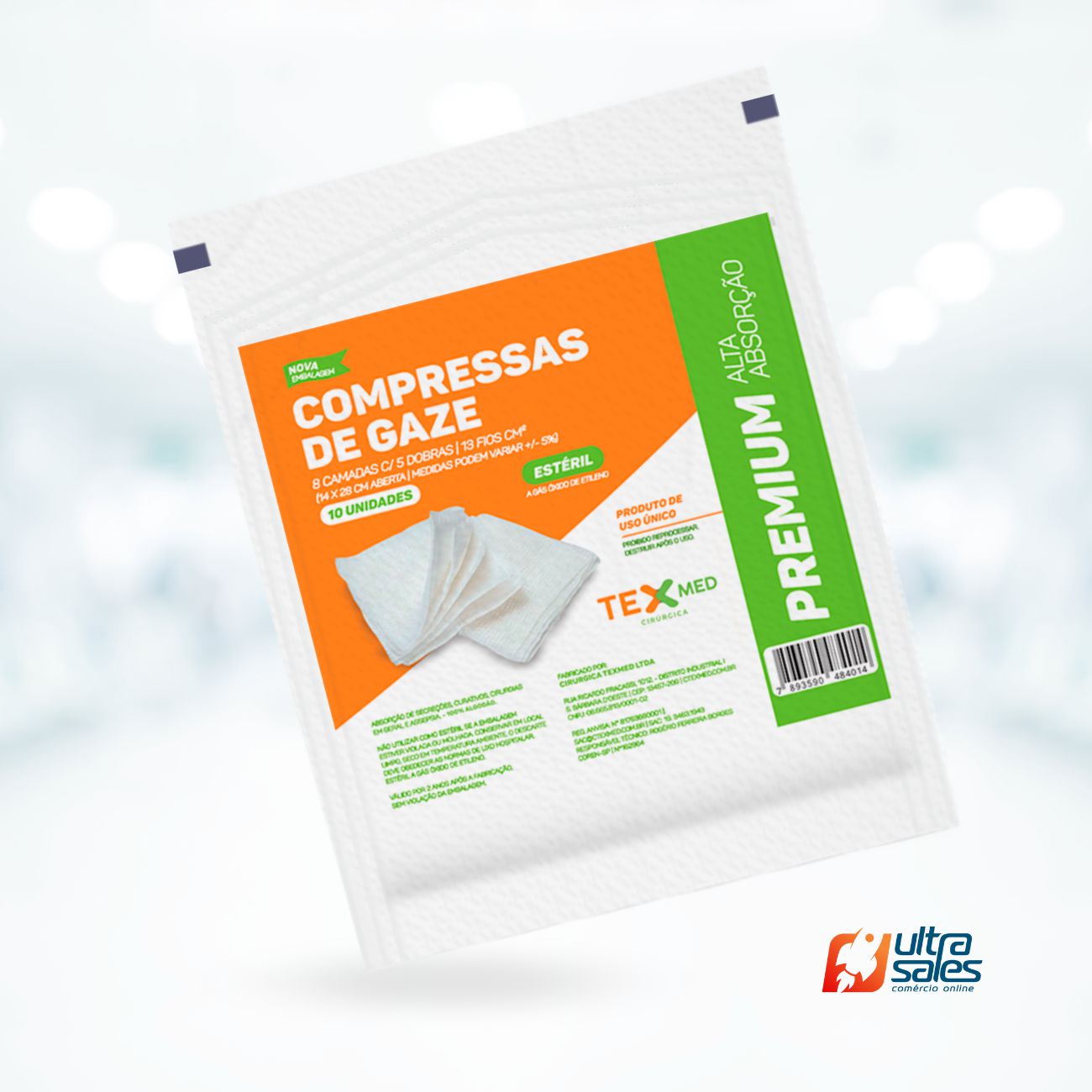 Compressa De Gaze Estéril Texmed 13 Fios 50 Envelopes - Casa da Gaze ...
