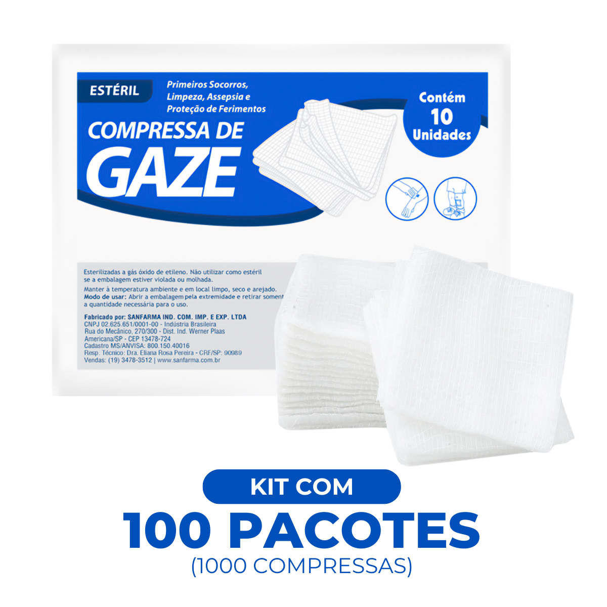 Compressa De Gaze Estéril Texmed 11 Fios 100 Envelopes - Casa da Gaze ...