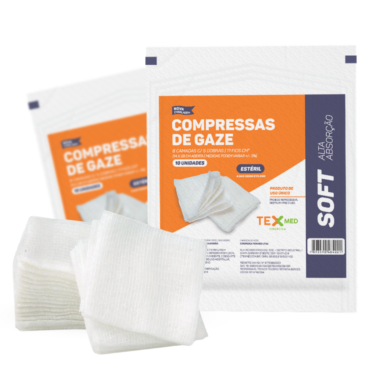 Compressa De Gaze Estéril 11 Fios 50 Envelopes-500 Unidades - Casa da ...