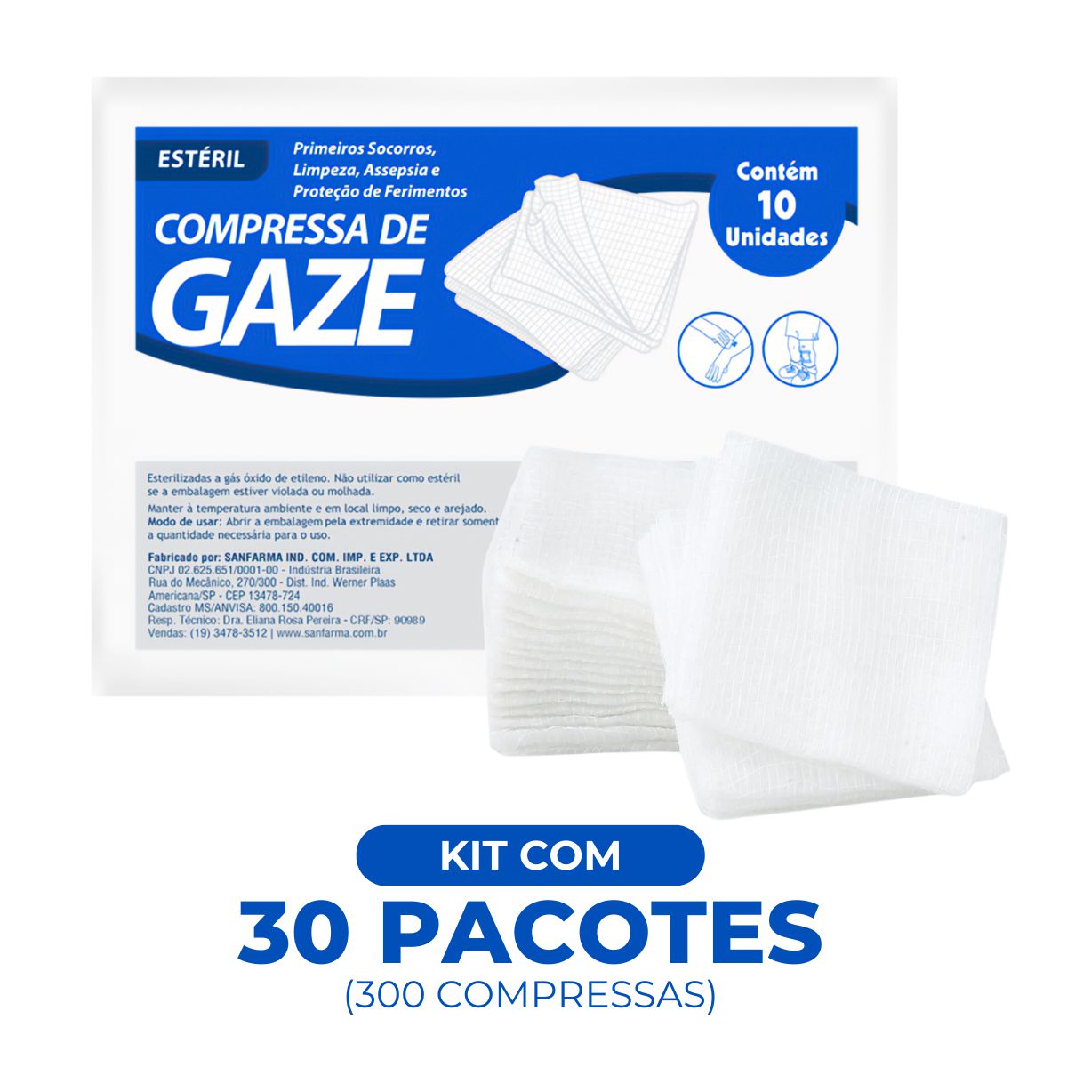 Compressa Gaze Estéril Hidrófila Texmed 13 fios 300 Unidades - Casa da ...