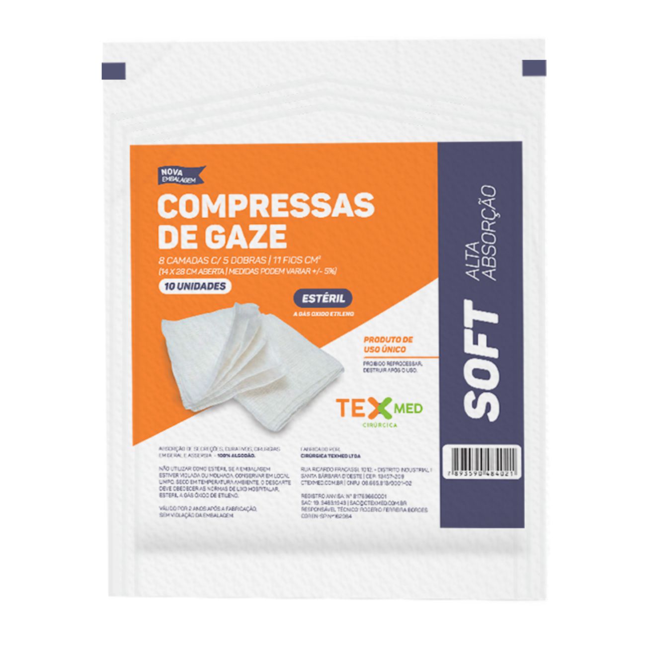 Compressa De Gaze Estéril Texmed 11 Fios 10 Envelopes 100 Un - Casa da ...