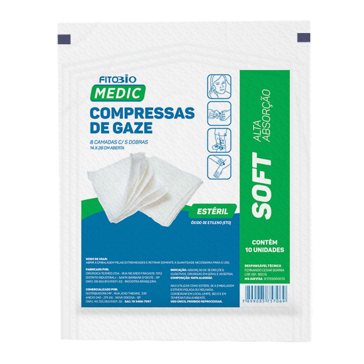 Compressa De Gaze Estéril Texmed 11 Fios 300 Envelopes - Casa da Gaze ...