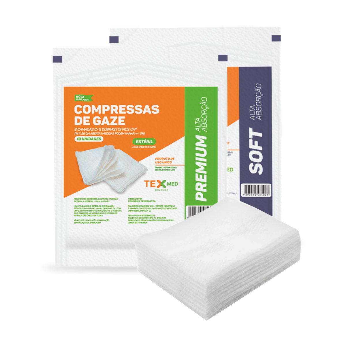 Compressa De Gaze Estéril 11 Fios 50 Pacotes (500 Un) - Casa da Gaze ...