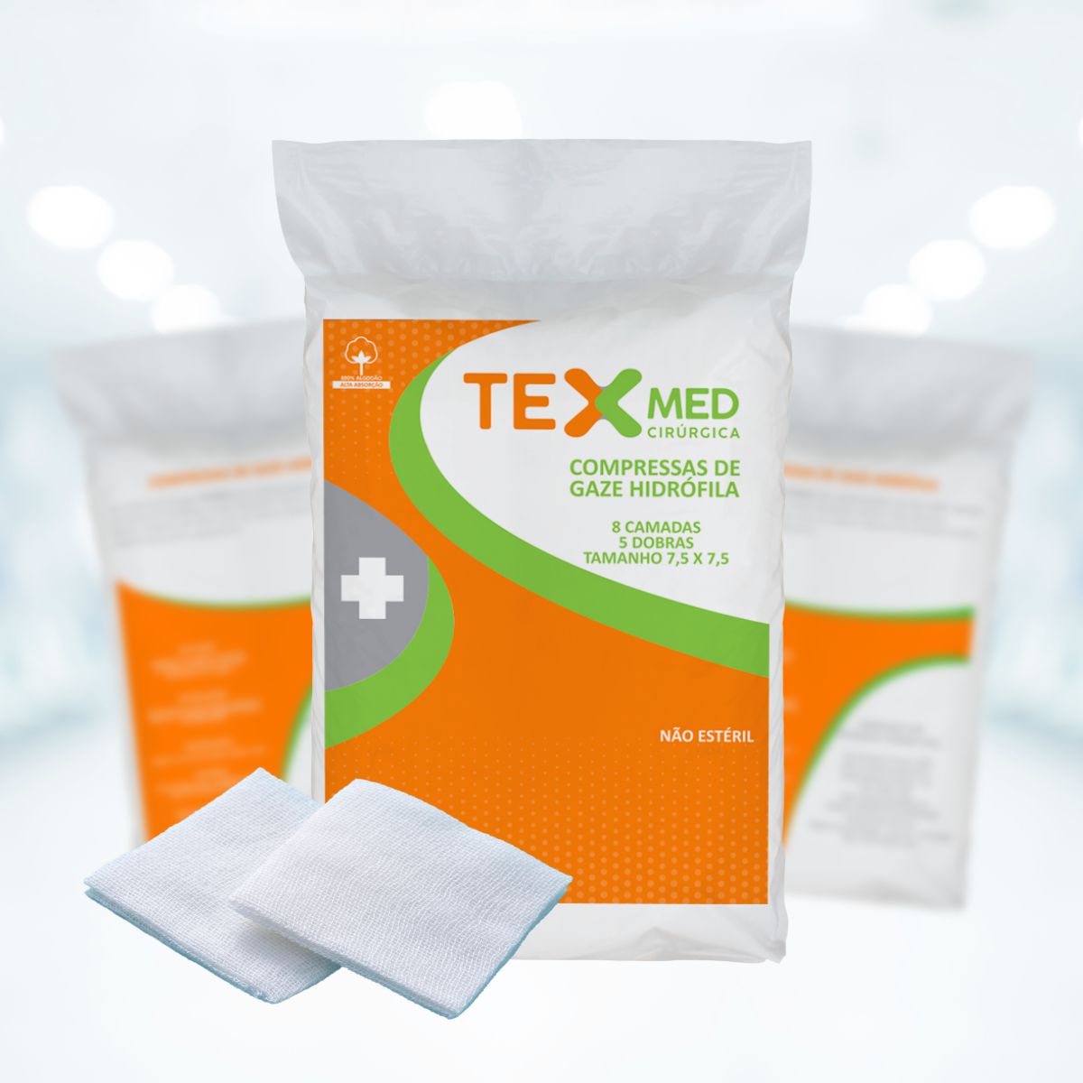 Compressa De Gaze Hidrófila Texmed 13 Fios Não Estéril 300g - Casa da Gaze Produtos Hospitalares