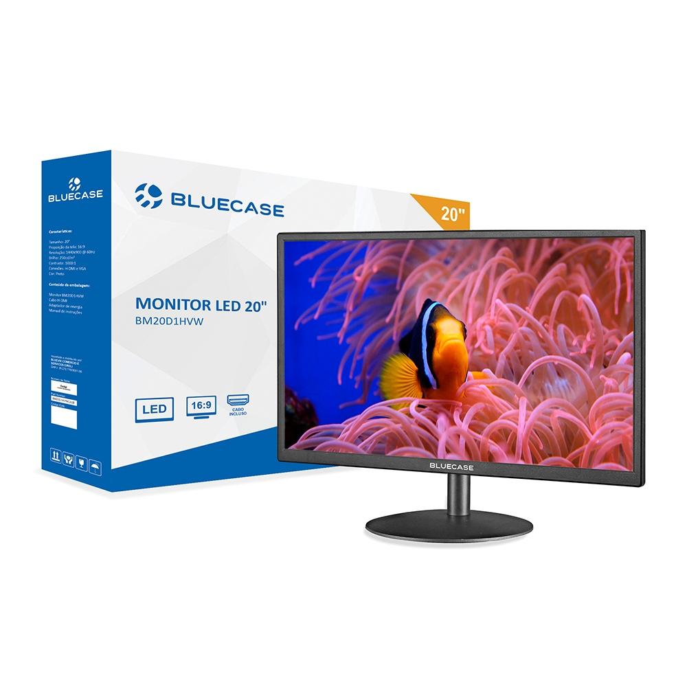 Monitor Led 20 Pol Bluecase Hd+ 75hz Hdmi/vga Cor Preto 110v/220v ...