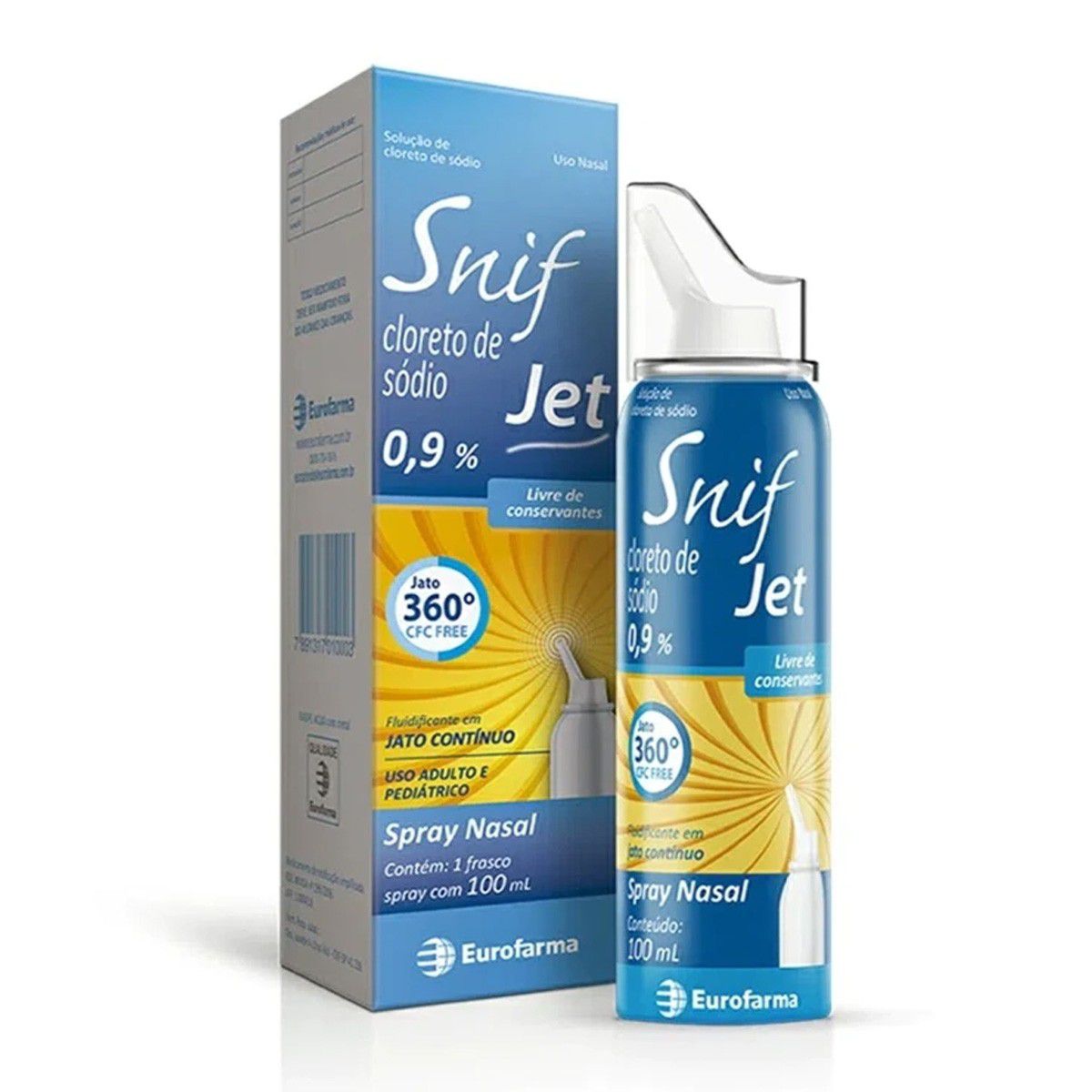 Snif Jet Cloreto De Sódio 0,9% Spray Nasal De Jato Contínuo 100ml ...