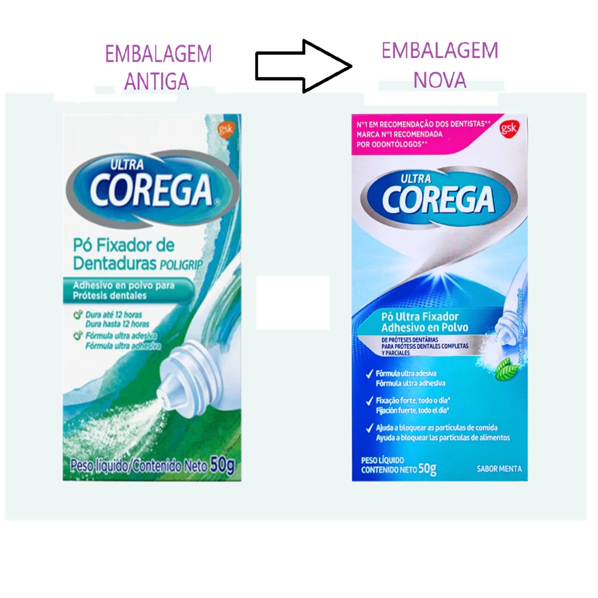 Pó Fixador De Dentadura Corega Ultra Sabor Menta 50g - Resilifarma ...