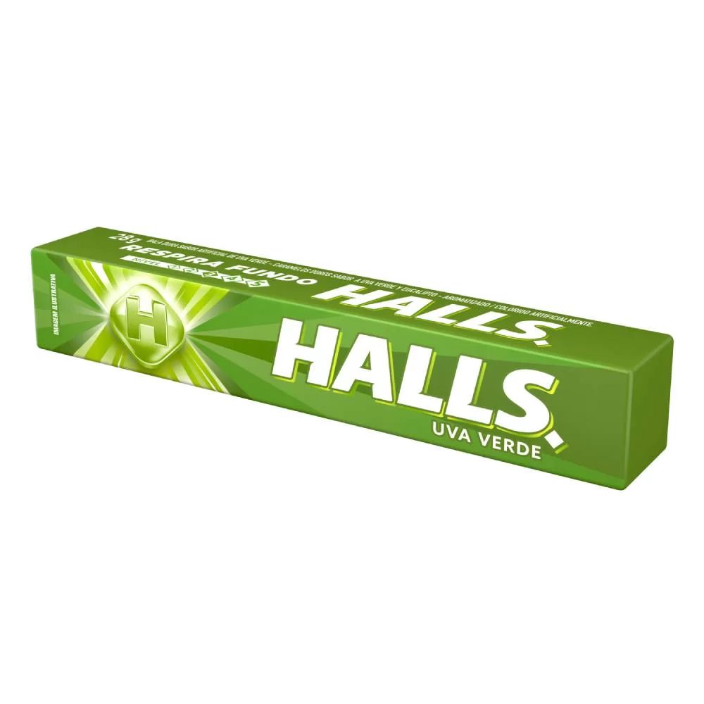 Bala Halls Sabor Uva Verde Display Com 21 Unidades De 28g Cada ...