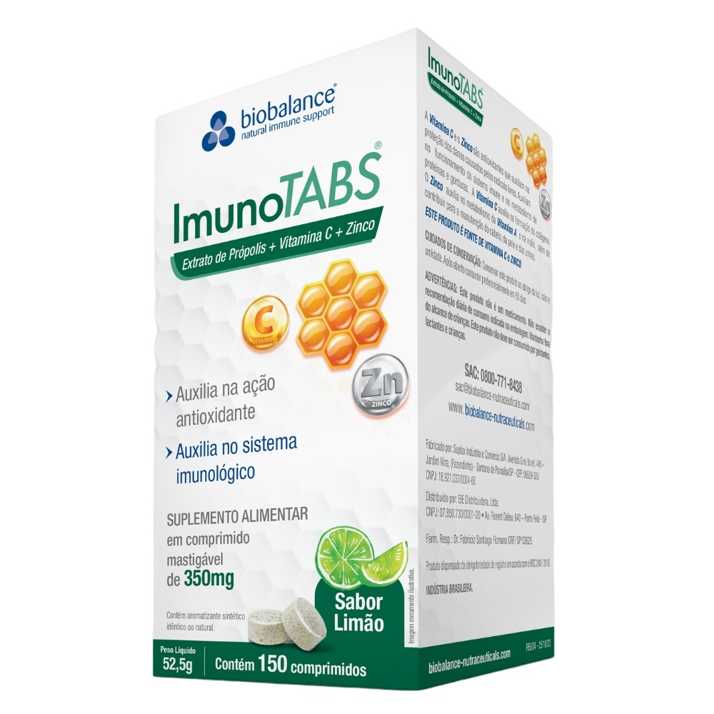 Suplemento Alimentar Biobalance ImunoTABS 300mg Sabor Limão 150 ...