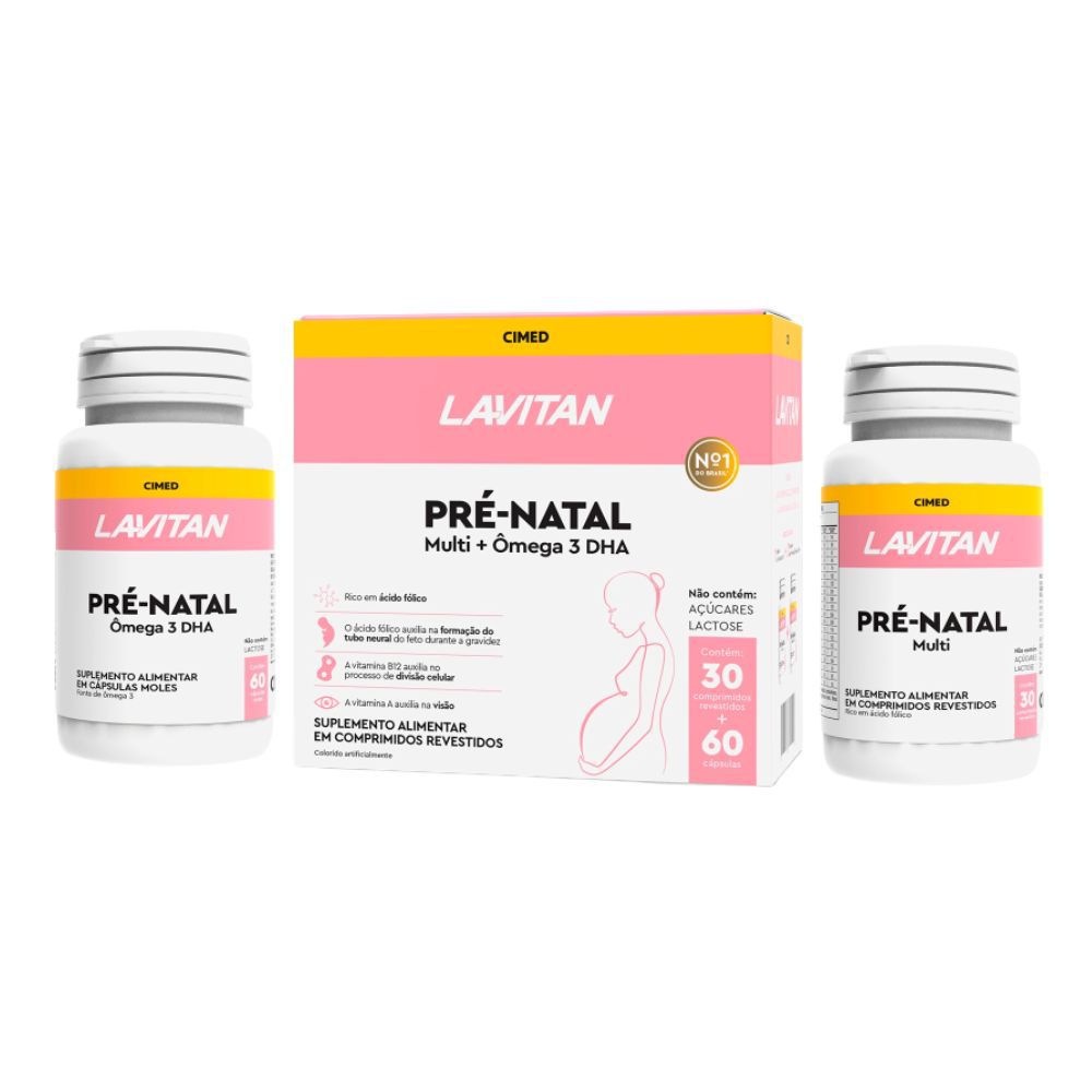 Kit Lavitan Pré-Natal Multi + Ômega-3 DHA Com 30 Comprimidos Revestidos ...