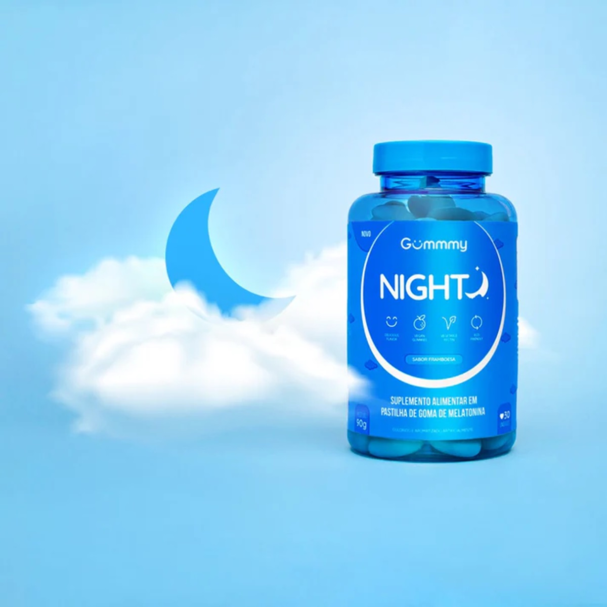 Suplemento Alimentar Gummy Night Sabor Framboesa 30 Pastilhas De Goma ...