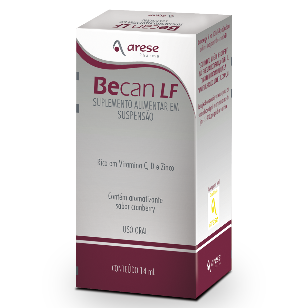 Suplemento Alimentar Líquido Becan LF Sabor Cranberry 14ml ...