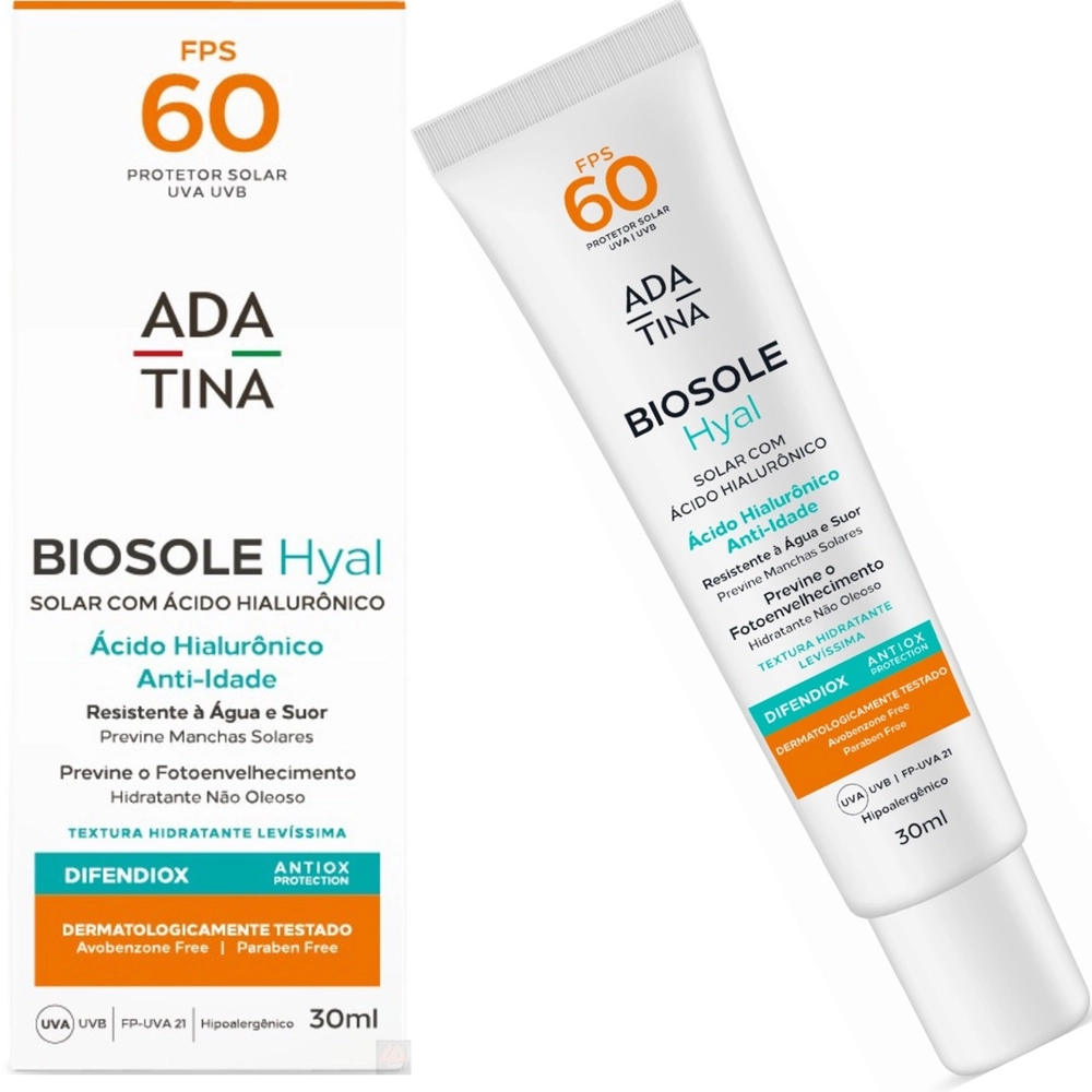 Protetor Solar Facial Ada Tina Biosole Hyal FPS 60 Anti-Idade 30ml ...
