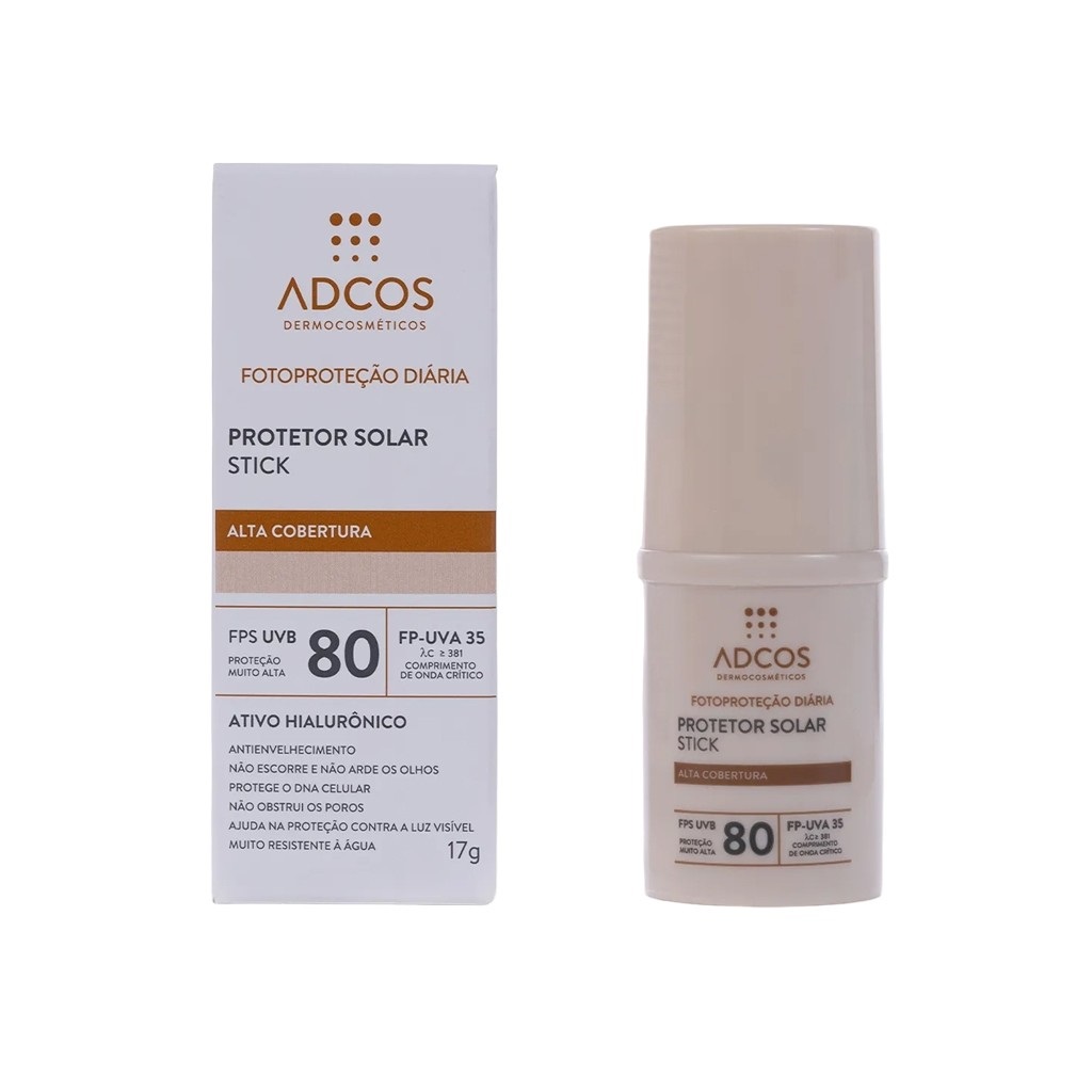 Protetor Solar Adcos Stick Alta Cobertura FPS80 Cor Pecan 17g ...