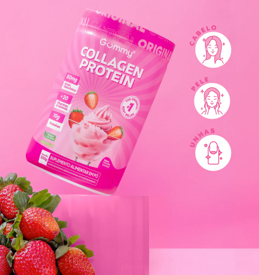 Suplemento Alimentar Em Pó Gummy Collagen Protein Sabor Frozen Yourgut ...