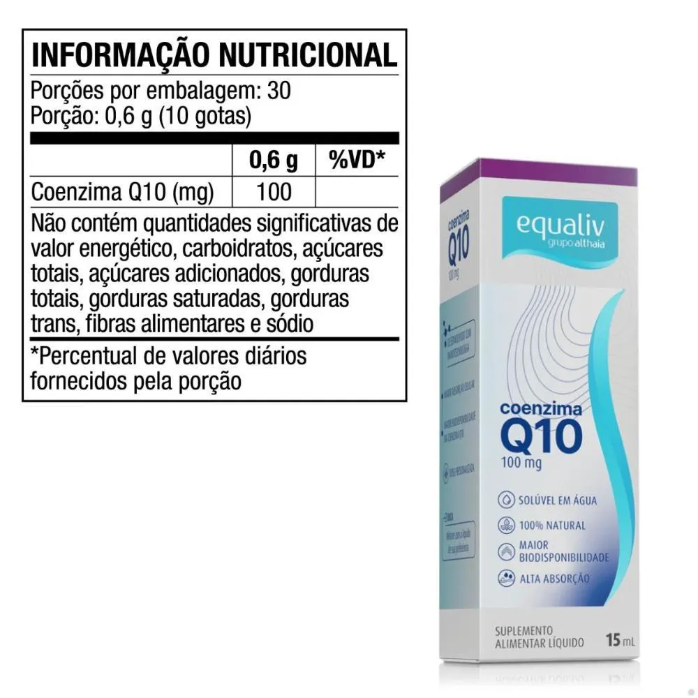 Suplemento Alimentar Líquido Coenzima Q10 100g Equaliv Com 15mL - Resilifarma - Saúde em ...