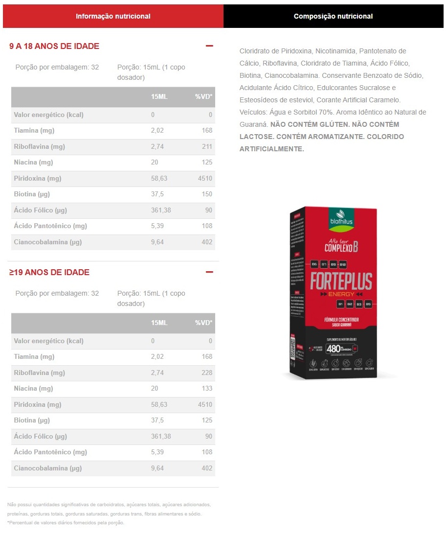 Suplemento Alimentar Biofhitus Forteplus Energy Complexo B 480ml - Resilifarma - Saúde em ...