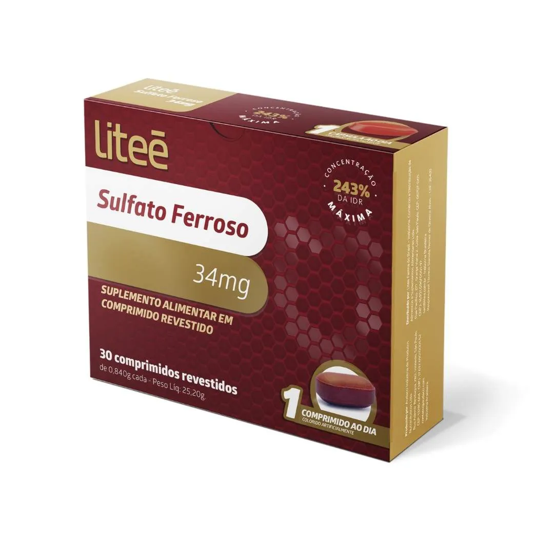 Suplemento Alimentar Sulfato Ferroso 34mg Liteé 30 Comprimidos - Resilifarma - Saúde em primeiro ...