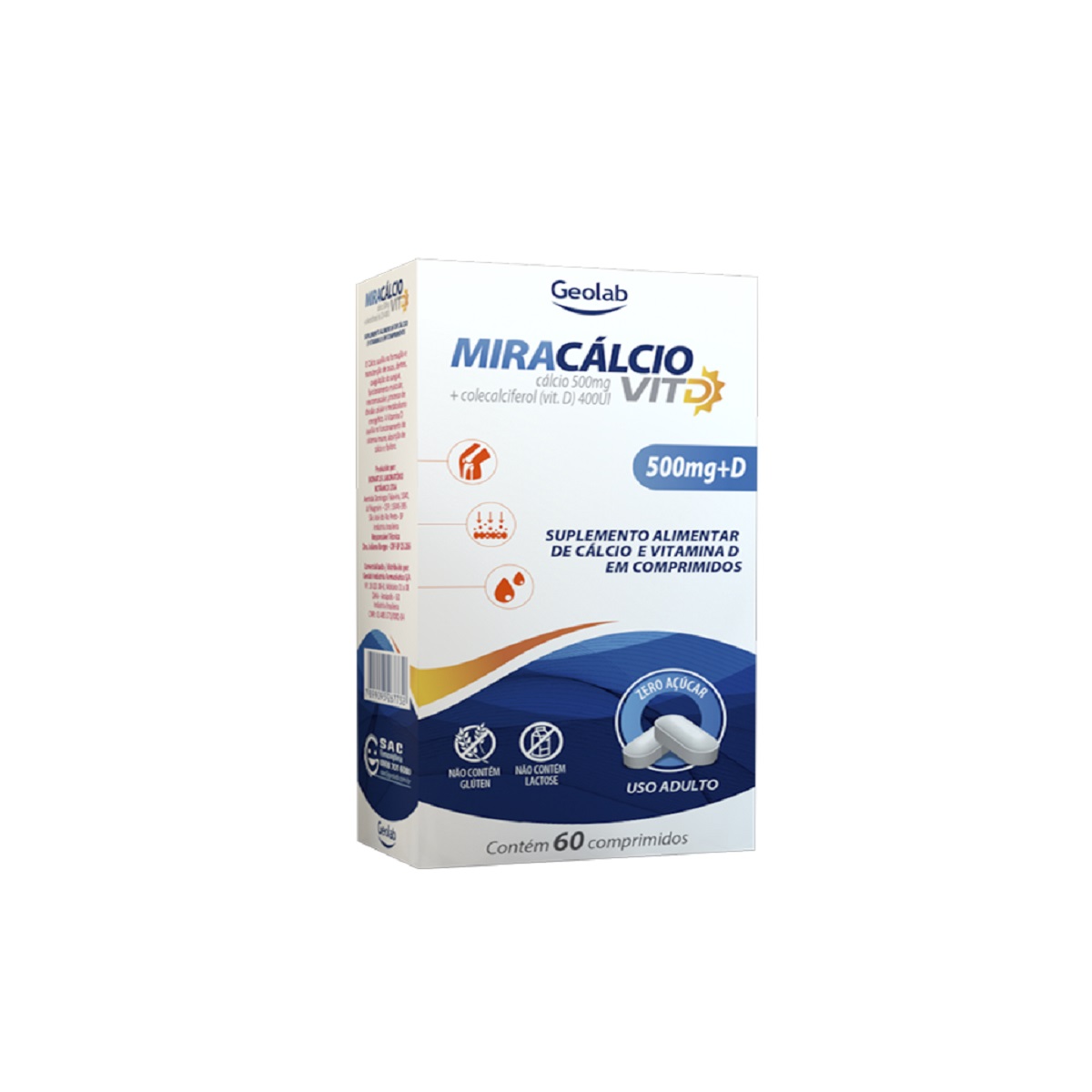 Suplemento Alimetar MiraCálcio VITD 500mg+D 60 Comprimidos ...