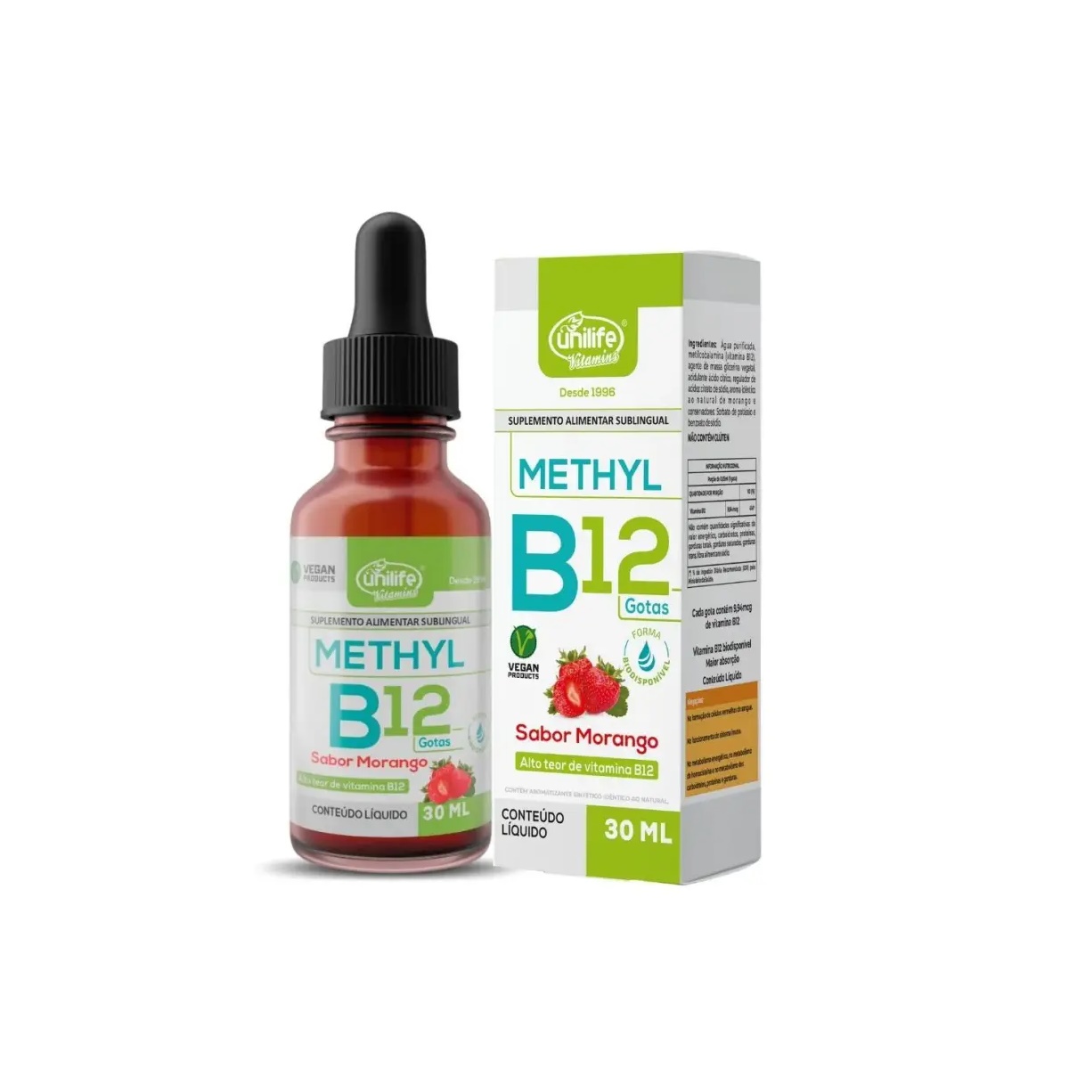 Suplemento Líquido Methyl Vitamina B12 Unilife Sabor Morango Gotas 30ml ...