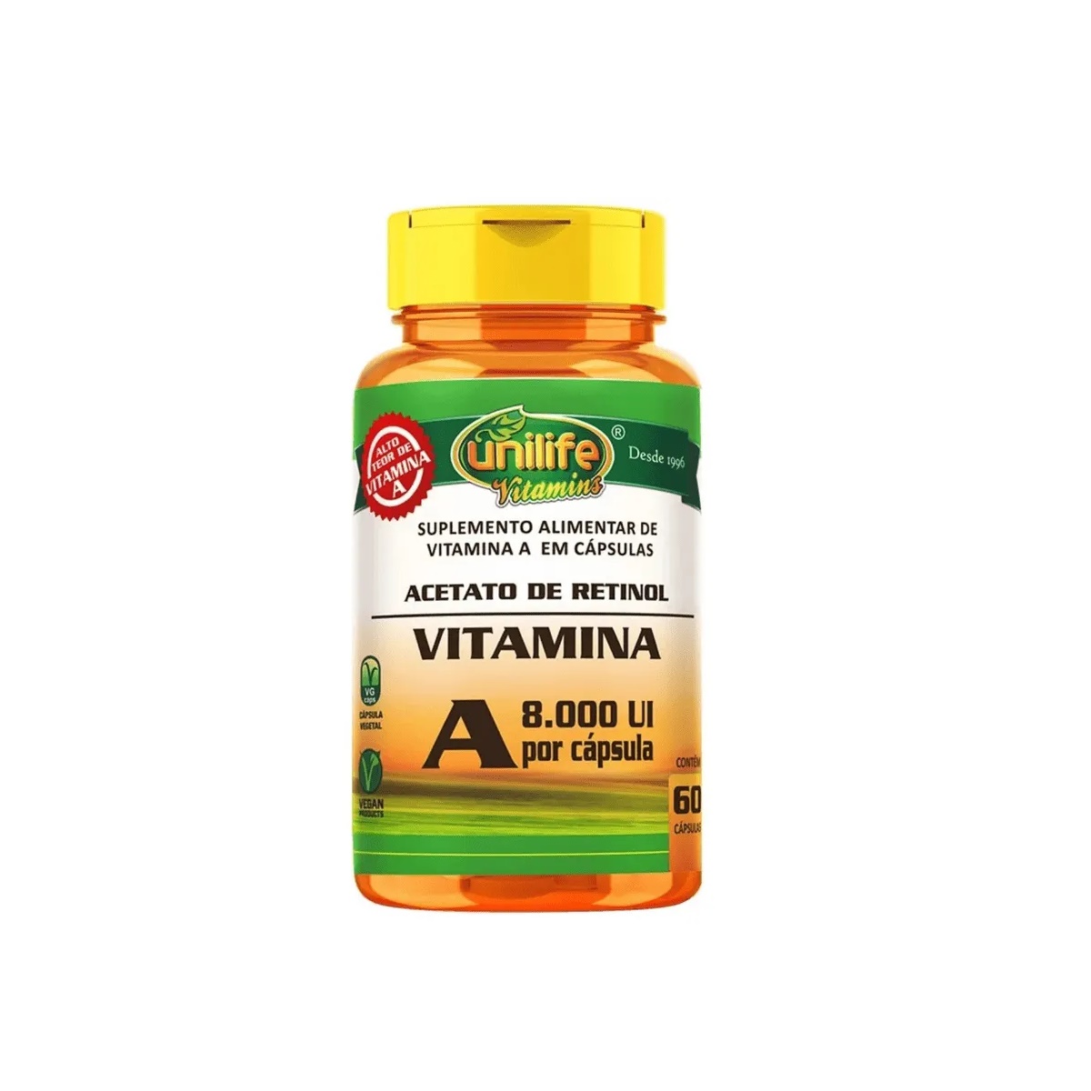 Suplemento Acetato de Retinol Vitamina A 500mg Unilife 60 Cápsulas ...