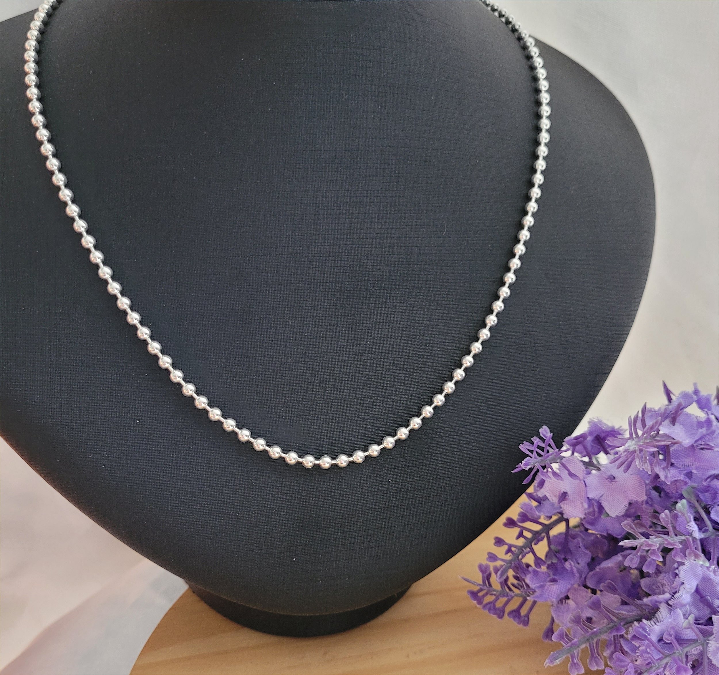 Colar Bolinha Lisa 3 mm - Prata 925 - M3F JOIAS ATACADO