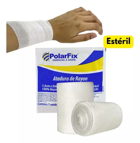 Atadura de Rayon Curativo Rolo Não Aderente 7,5 x 5cm - Polarfix - Cirúrgica Doutor MED