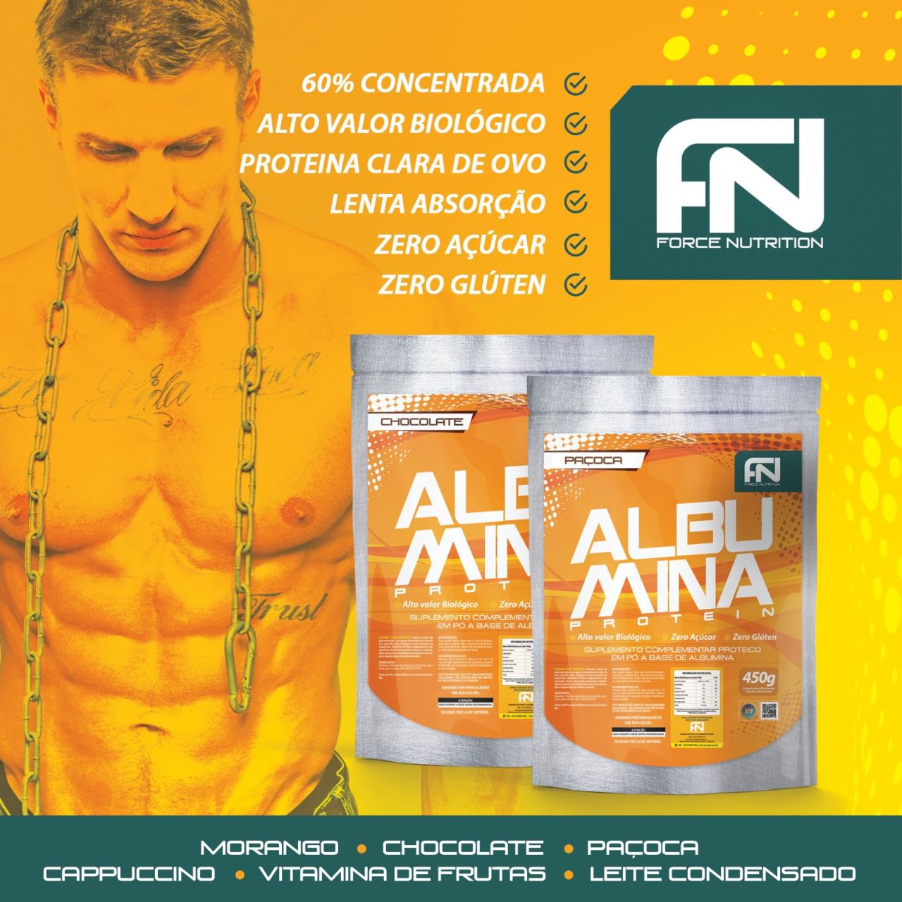 Albumina Proteína Force Nutrition Labs FN 450G – 60% - Force Nutrition Labs