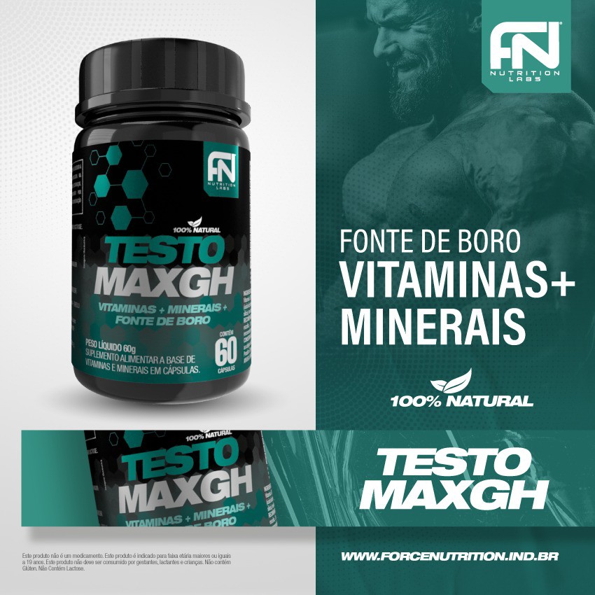 Testo Max GH Fonte de Boro 60 Capsulas Force Nutrition Labs FN - Force ...