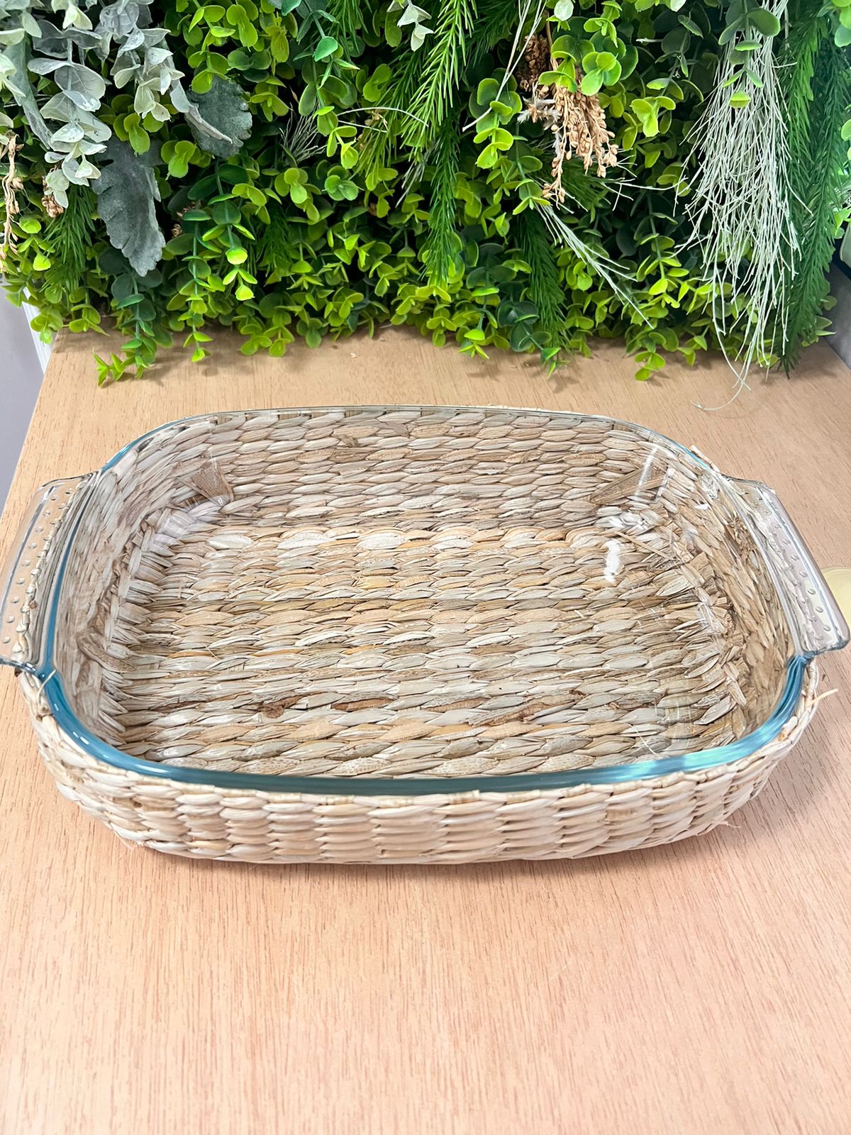 Travessa Retangular Sisal com Alça Funda Grande - Glin Decor