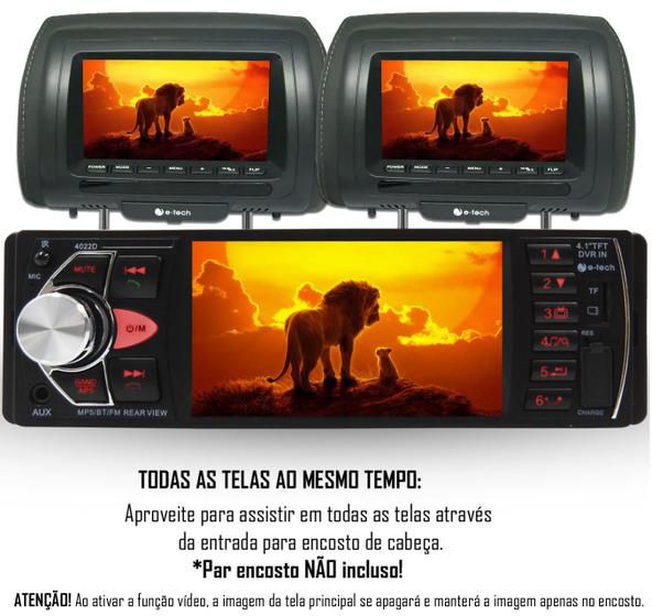 Central Multimídia Mp5 1 Din E-tech 4 Polegada Bluetooth Usb - Aleta Online