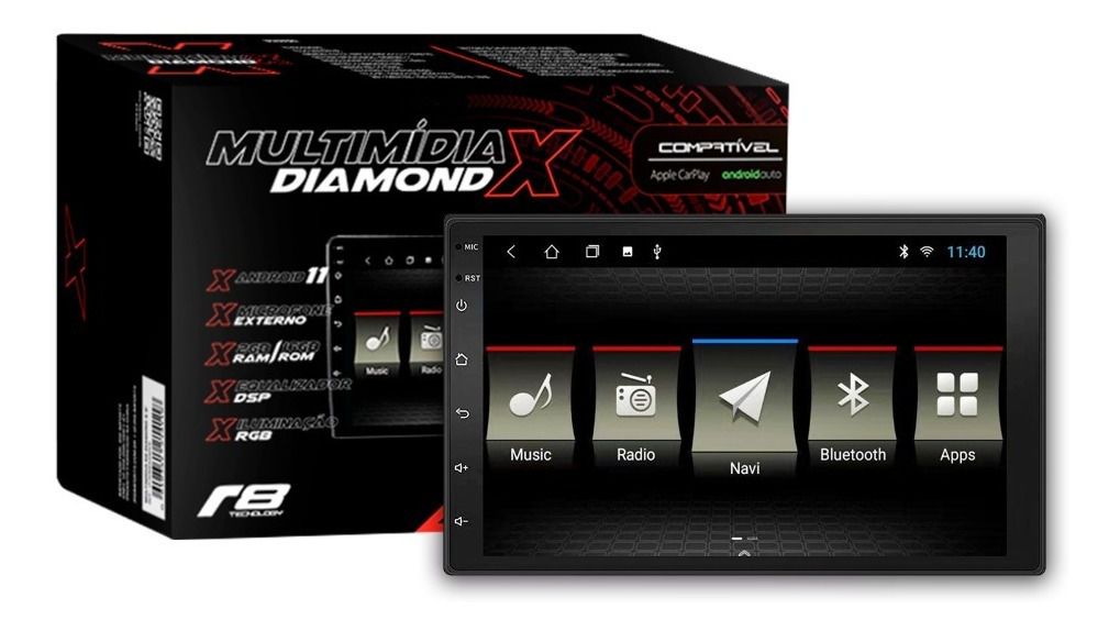 Central Multimidia Jr8 2 Din 7" Diamond X Hilux Srv 12 a 17 - Aleta Online