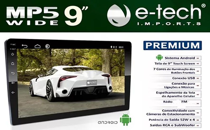 Central Multimídia Android Etech 9 Polegada Bluetooth Gol G6 - Aleta Online