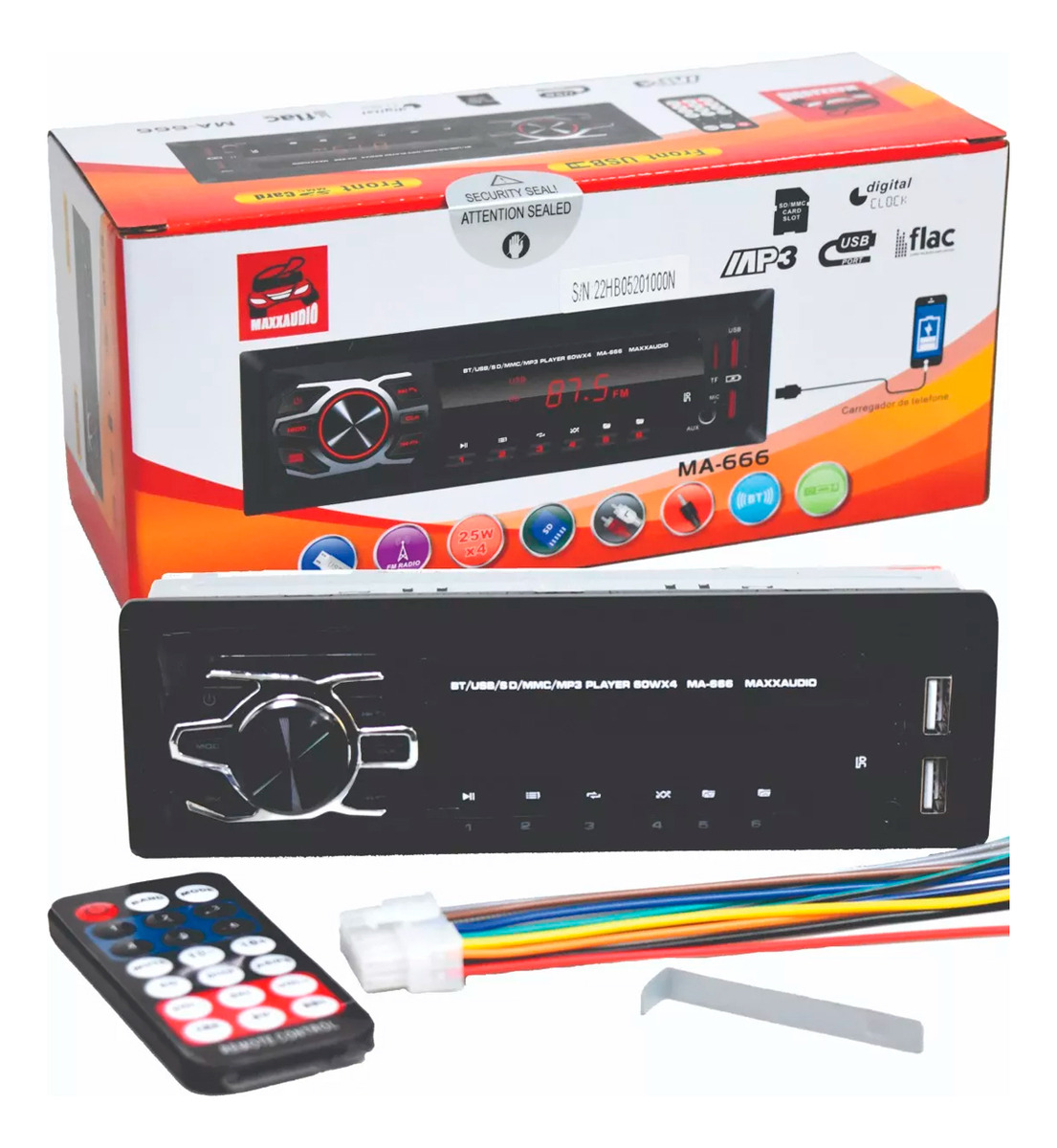 Radio Mp3 Automotivo Usb Bluetooth Aux Sd Fm Ma-666 Maxx - Aleta Online