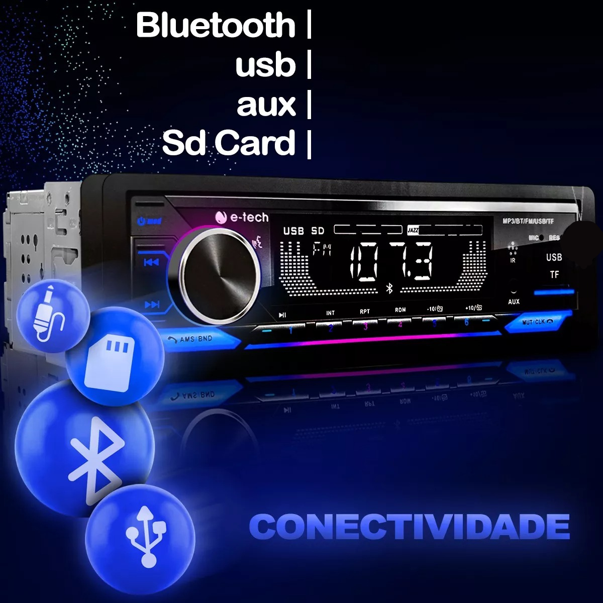 Radio Mp3 Automotivo E-tech Premium Plus Bluetooth Usb Aux Sd - Aleta ...