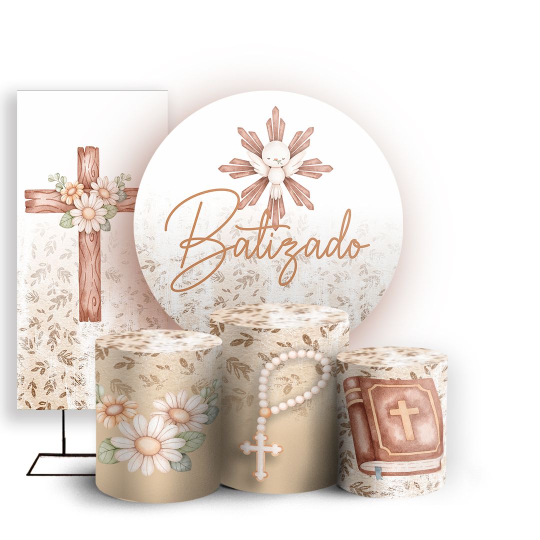 KIT Redondo Trio e Faixa - Batizado - Sublimado 3D - Sublistamps Sublimação KIT Redondo Trio e Faixa - Batizado - Sublimado 3D - Sublistamps Sublimação