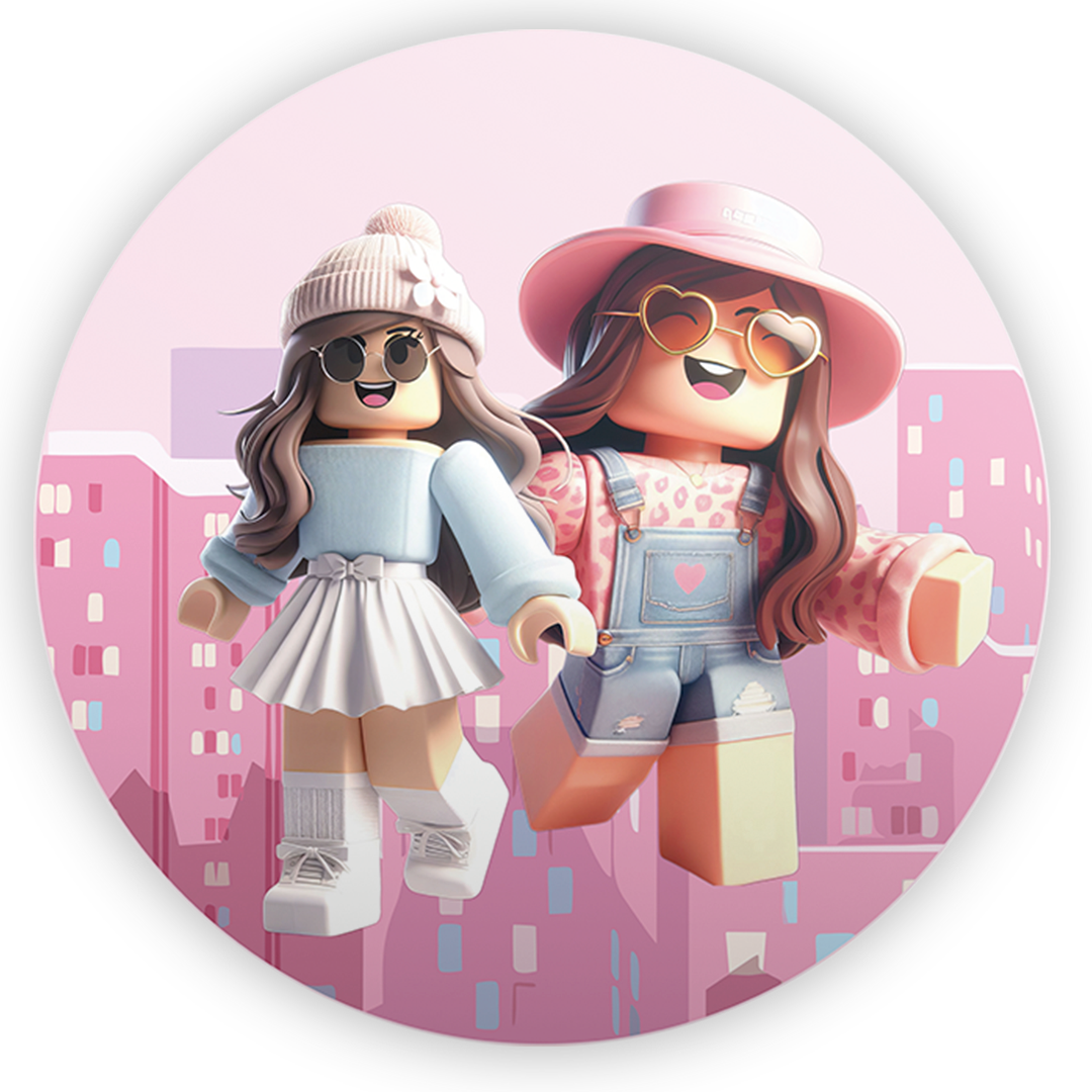 Painel Redondo - Roblox Rosa - Sublimado 3D - Sublistamps Sublimação