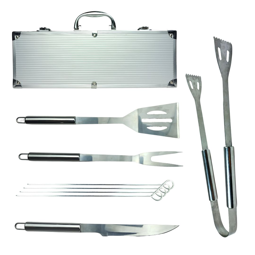 Kit Churrasco Inox Com Maleta Churrasqueiro Profissional - America Lagos