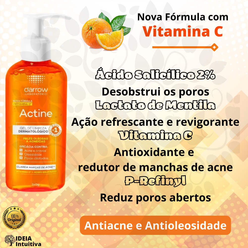 Kit Actine Darrow Sabonete Gel Facial Vitamina C + Tonico Adstringente ...