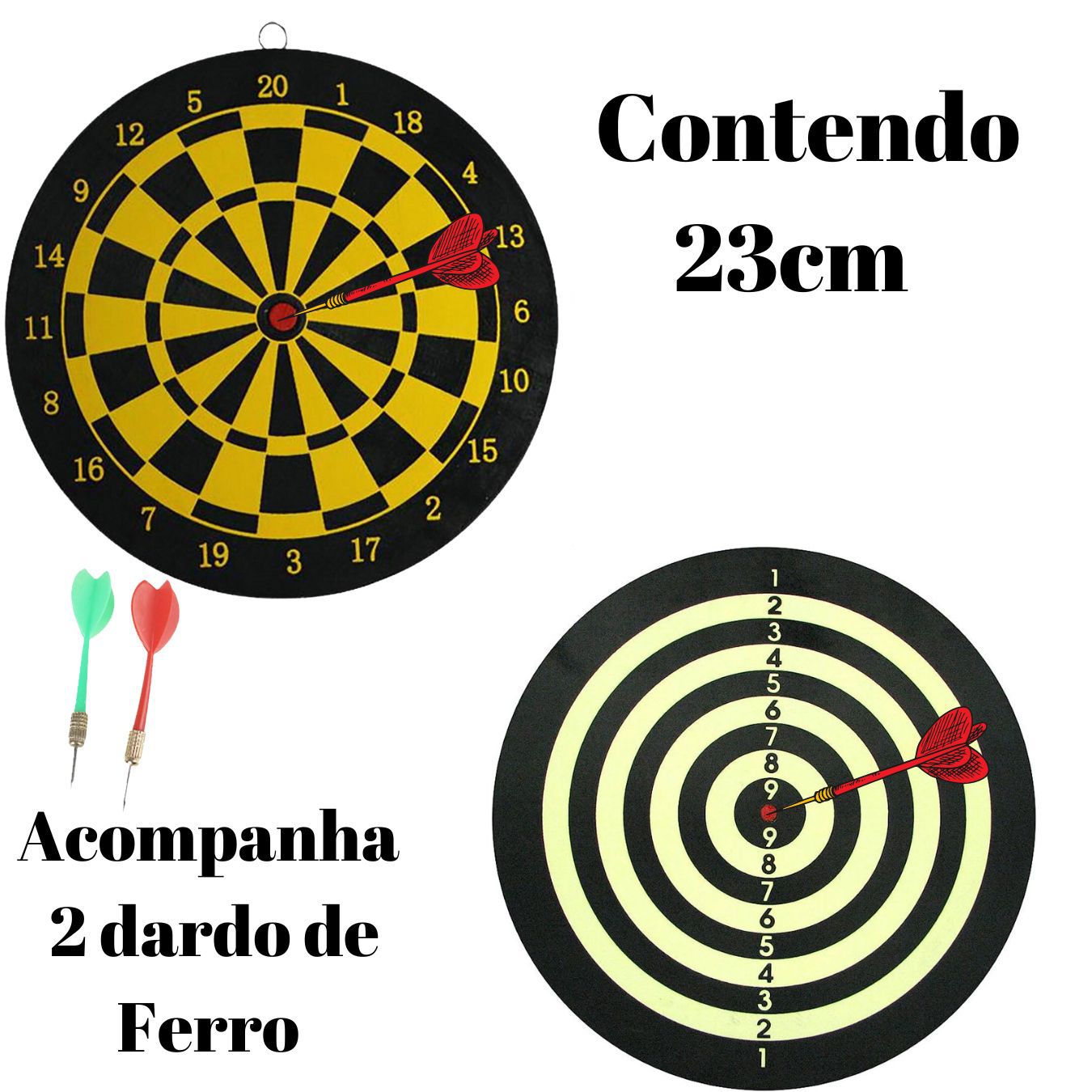 Jogo De Dardos Profissional 23cm Kit Alvo E 2 Dardos Sacks Center