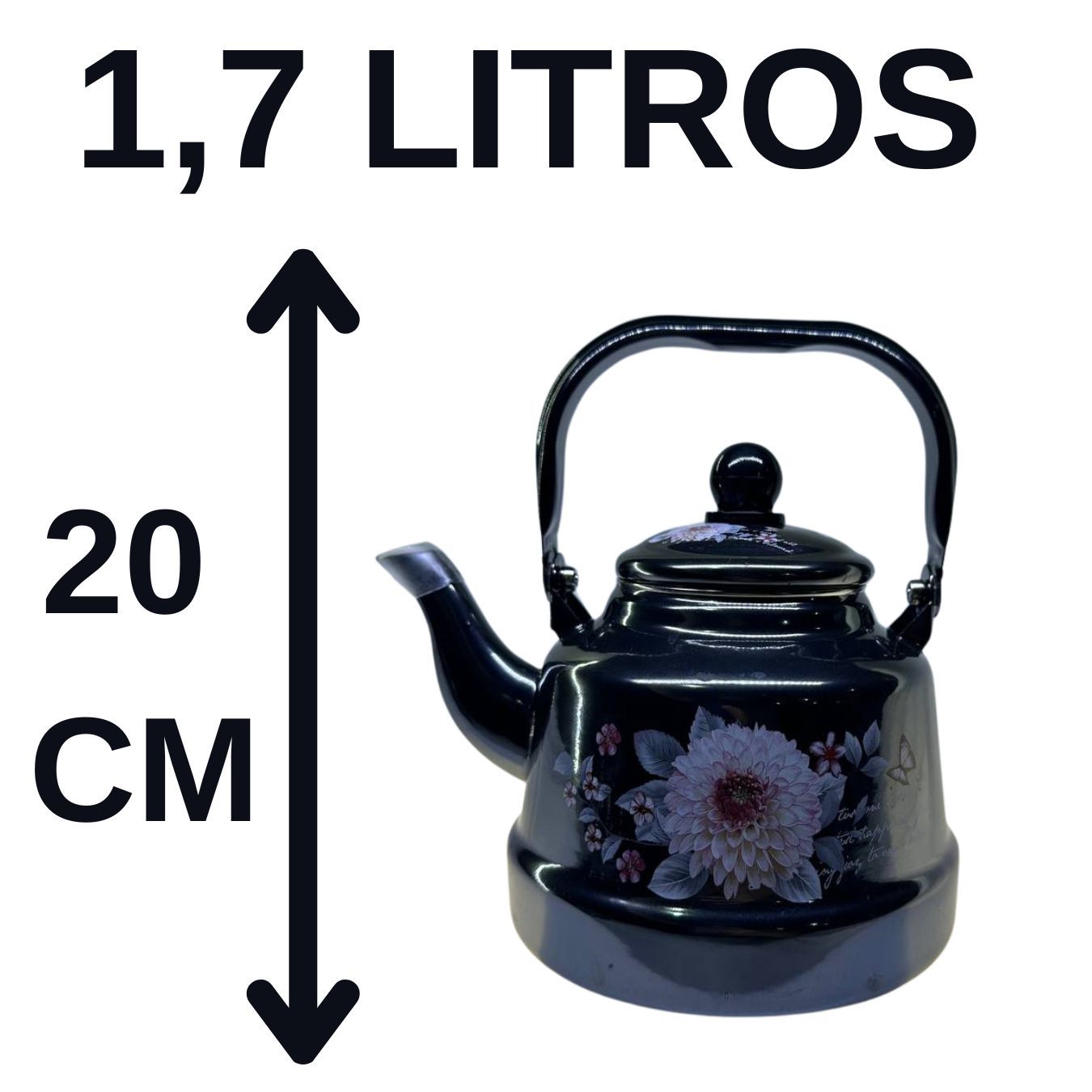 Chaleira Esmaltada Preta 1,7 Litros Elite - Sacks Center