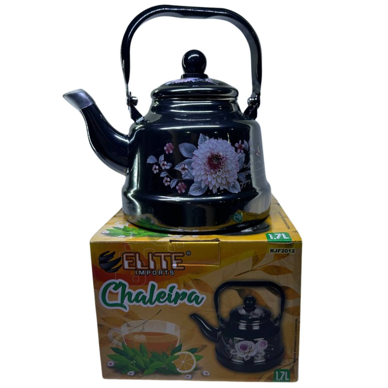 Chaleira Esmaltada Preta 1,7 Litros Elite - Sacks Center