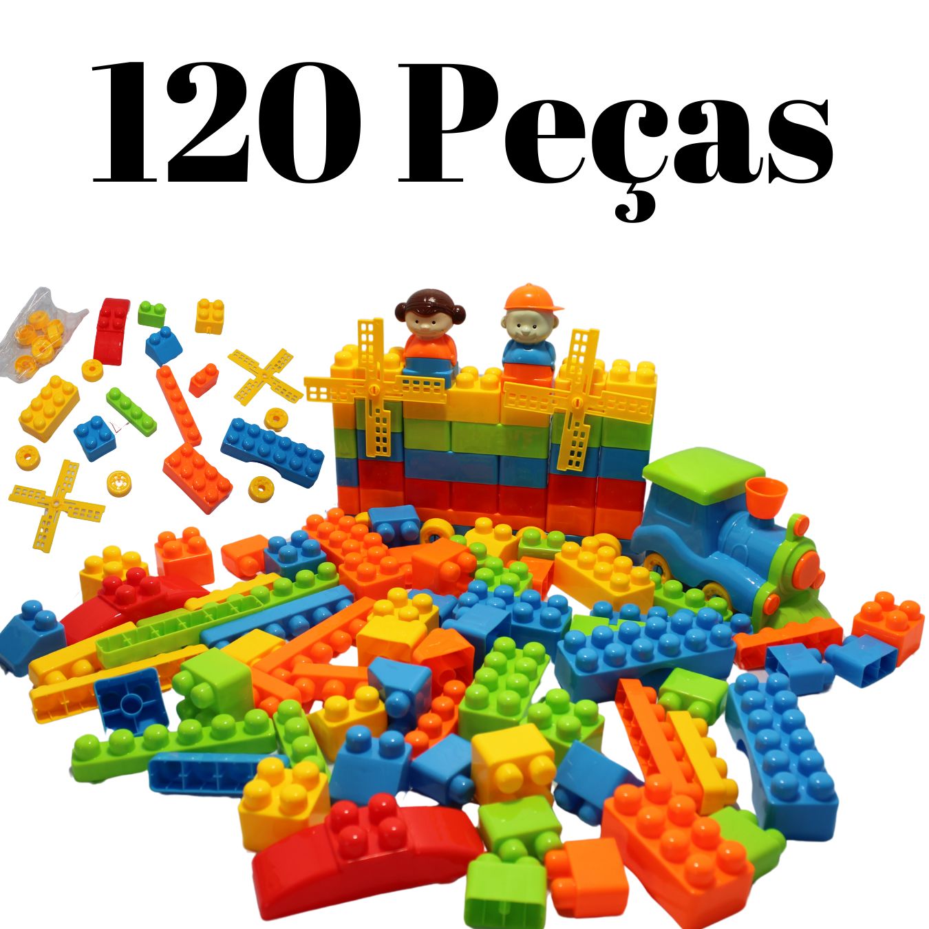 Blocos De Montar Para Encaixar e Brincar 120 Peças Infantil - Sacks Center