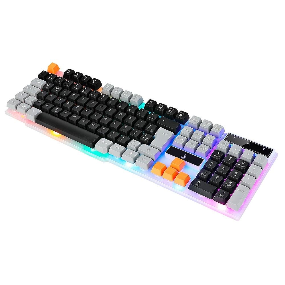 Teclado Semi-Mecanico Gamer Rise Mode G1, Rainbow, USB, Preto e Cinza ...
