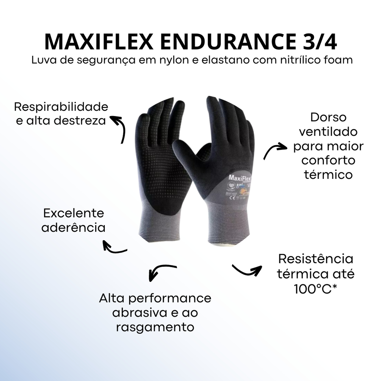 Luva de Segurança Maxiflex Endurance 3/4 -Danny - Engenorma