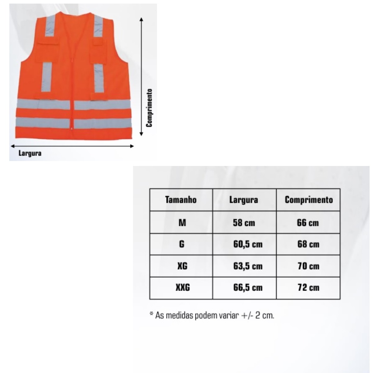 Colete Refletivo Laranja - Ziper Sem Bolso - Sinalização - Engenorma